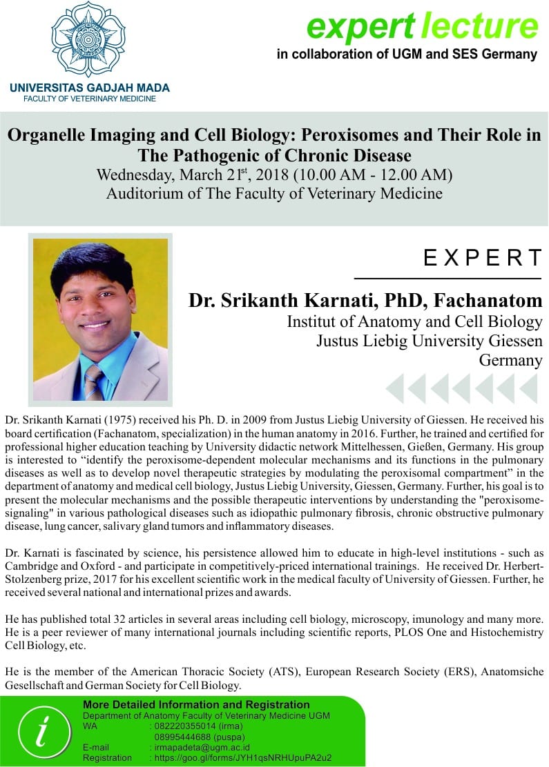 Kuliah Umum: Dr. Srikanth Karnati, Ph.D. – Fakultas Kedokteran Hewan